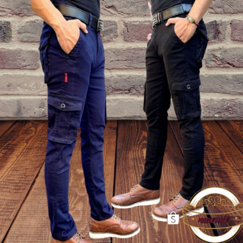 Seluar cargo Slim-Fit premium quality multipocket boleh pakai tali ...