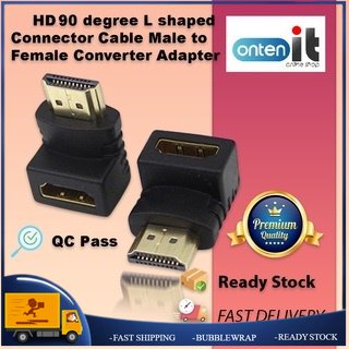 HDTV L shaped Connector Cable Male to Female Converter Adapter 90 ...