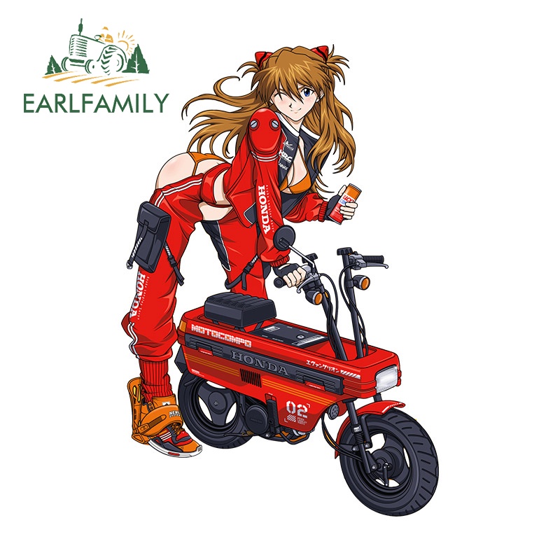 EARLFAMILY 13cm x 8.7cm Asuka Langley x Honda Motocompo Car Sticker ...