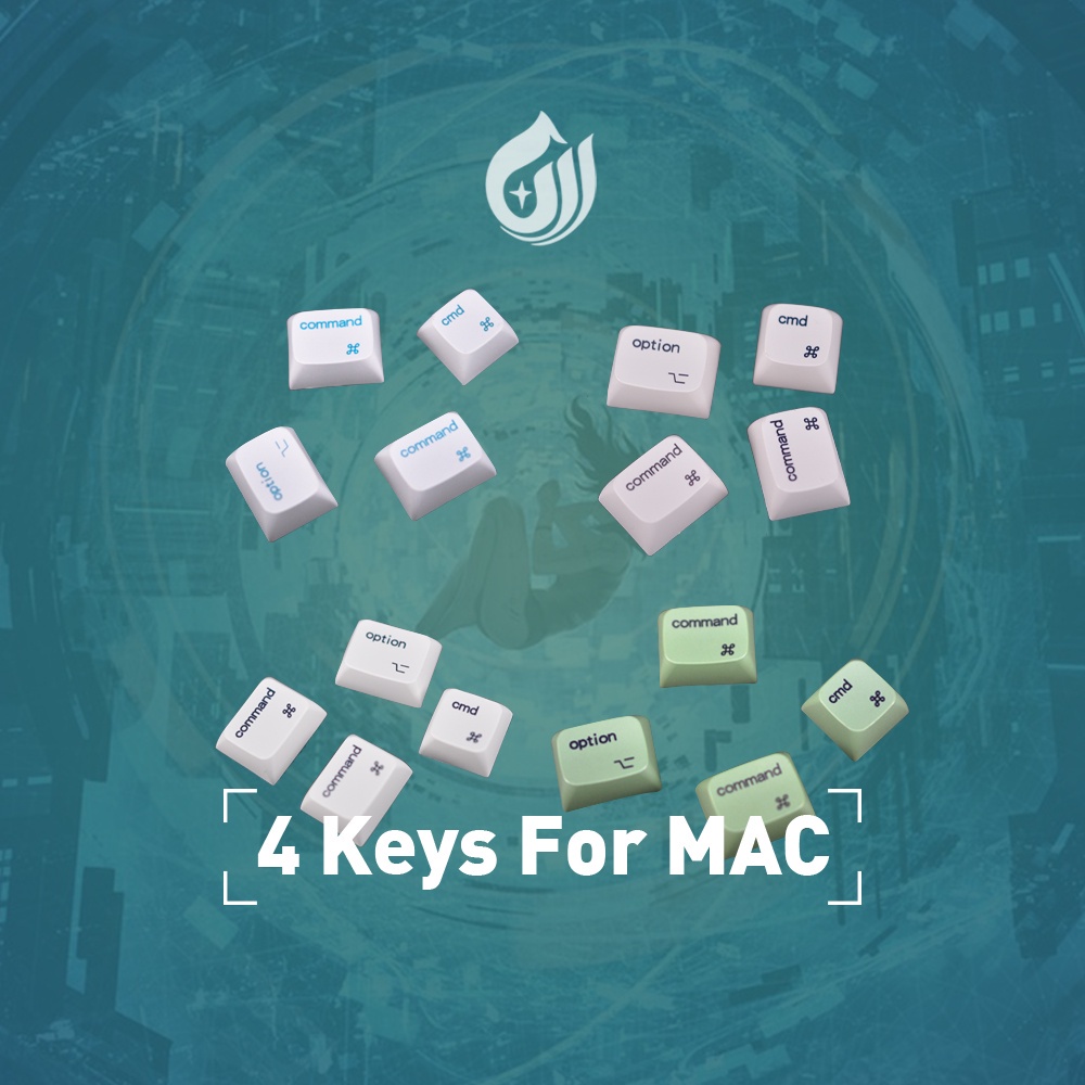 For Mac 4 Keys Keycap Set XDA/MDA Profile PBT Dye-Sub For Mechanical ...