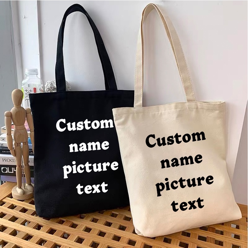 Free Custom Name Image Text Women's Bag Button Canvas Shoulder Bag ...