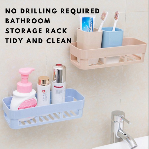 [ Local Ready Stock ] Adhesive Bathroom Wall Rack Bathroom Organizer ...