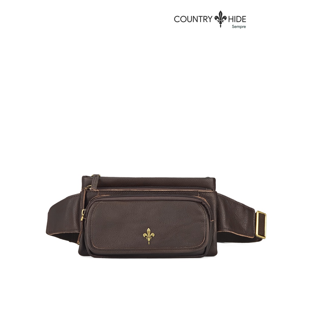 COUNTRY HIDE SEMPRE Top Grain Cowhide Waist Bag with Multiple Zipper ...