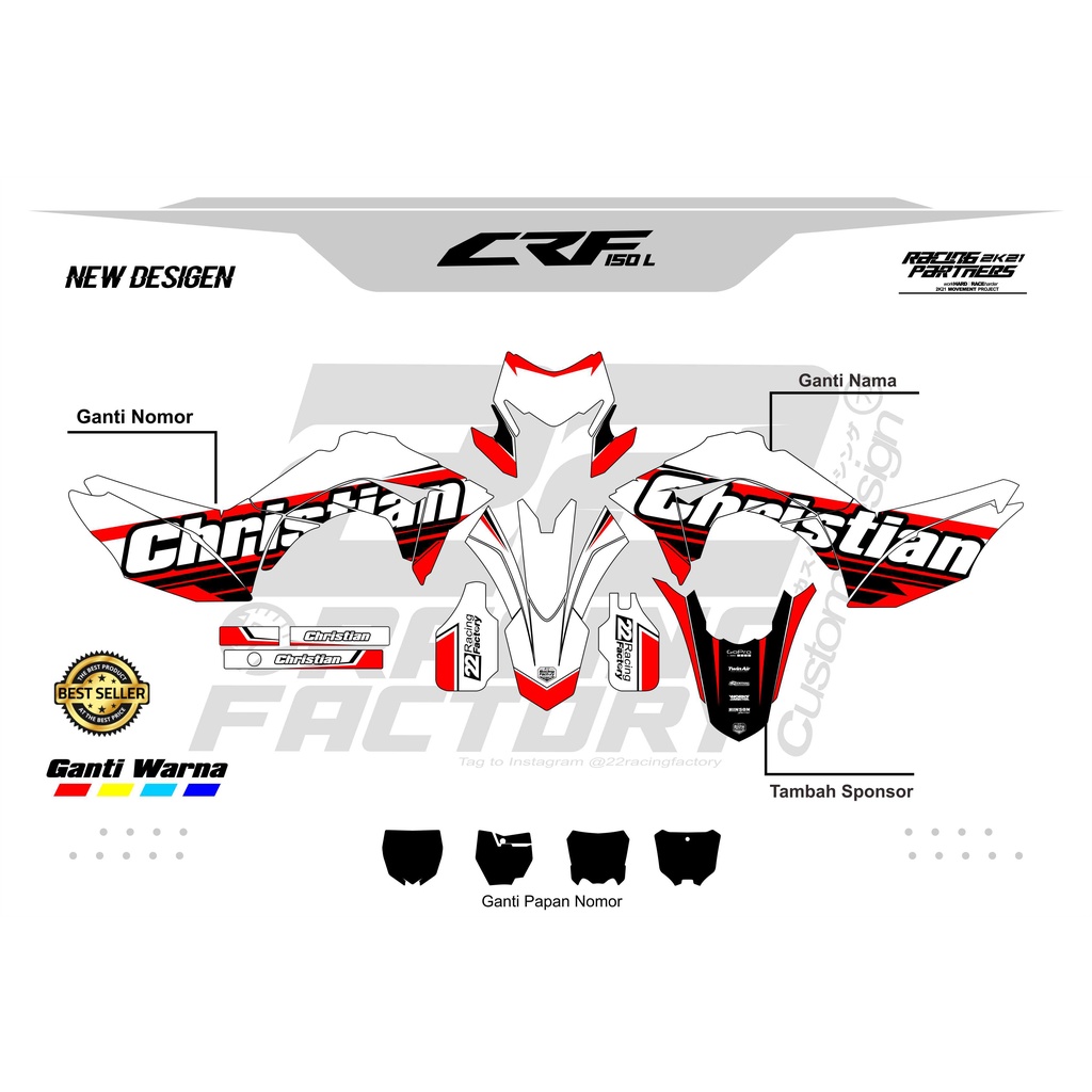 Custom CRF FULLBODY Sticker DECAL Can Add Name/Number/SPONSOR | Shopee ...