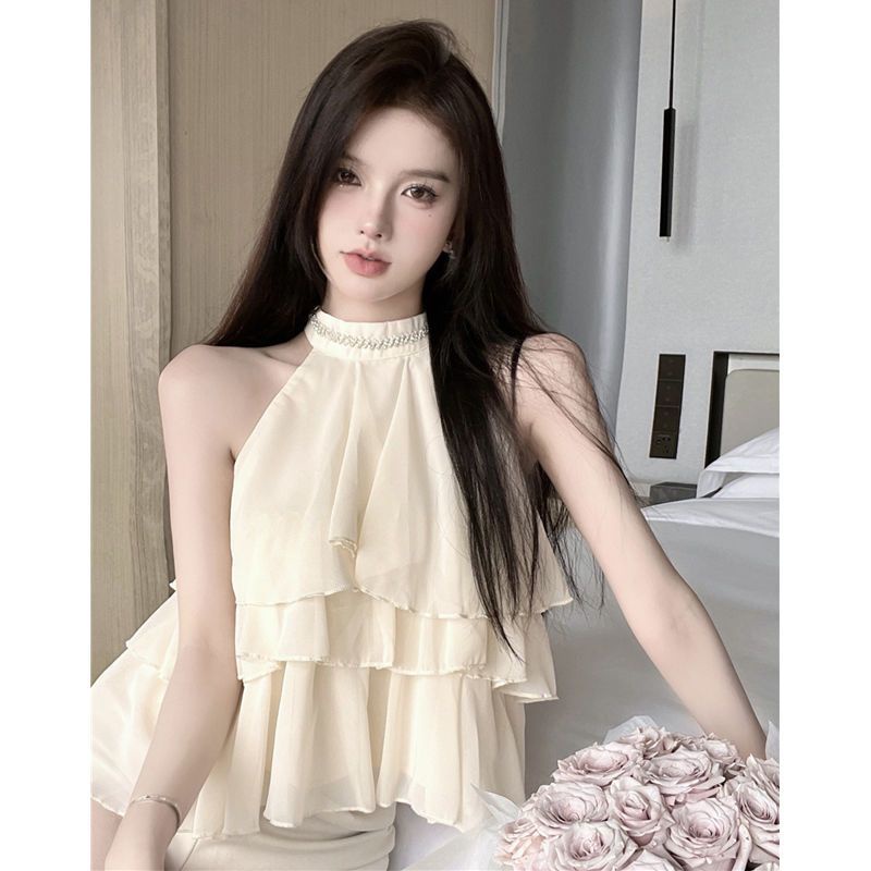 Falbala hanging neck chiffon unlined upper garment dress 2022 design ...