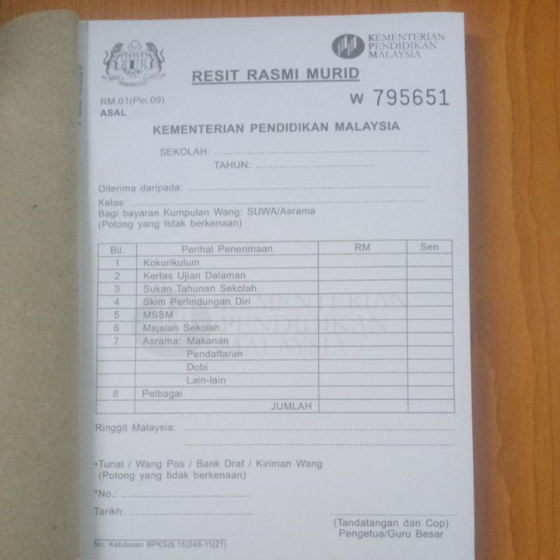 Resit Rasmi Murid (Pin.09) | Shopee Malaysia