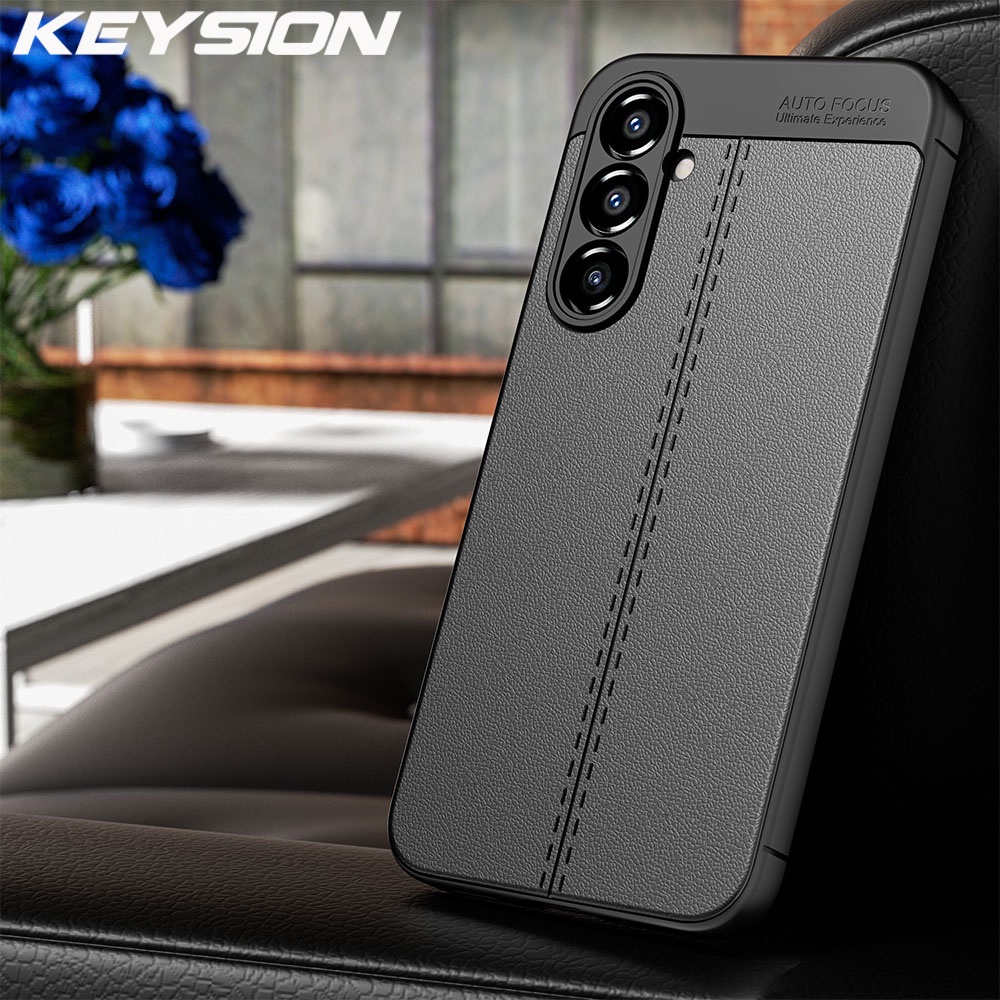 KEYSION Shockproof Case for Samsung A54 A34 A14 5G A04S Leather Texture Soft Silicone Phone Back ...