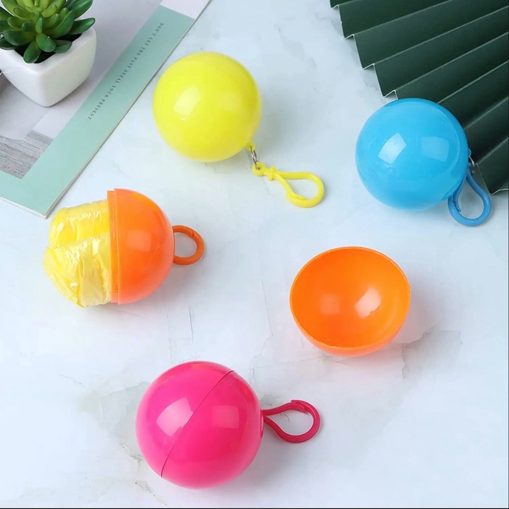 10pcs Outdoor portable raincoat ball disposable RainCoat Keychain Ball ...