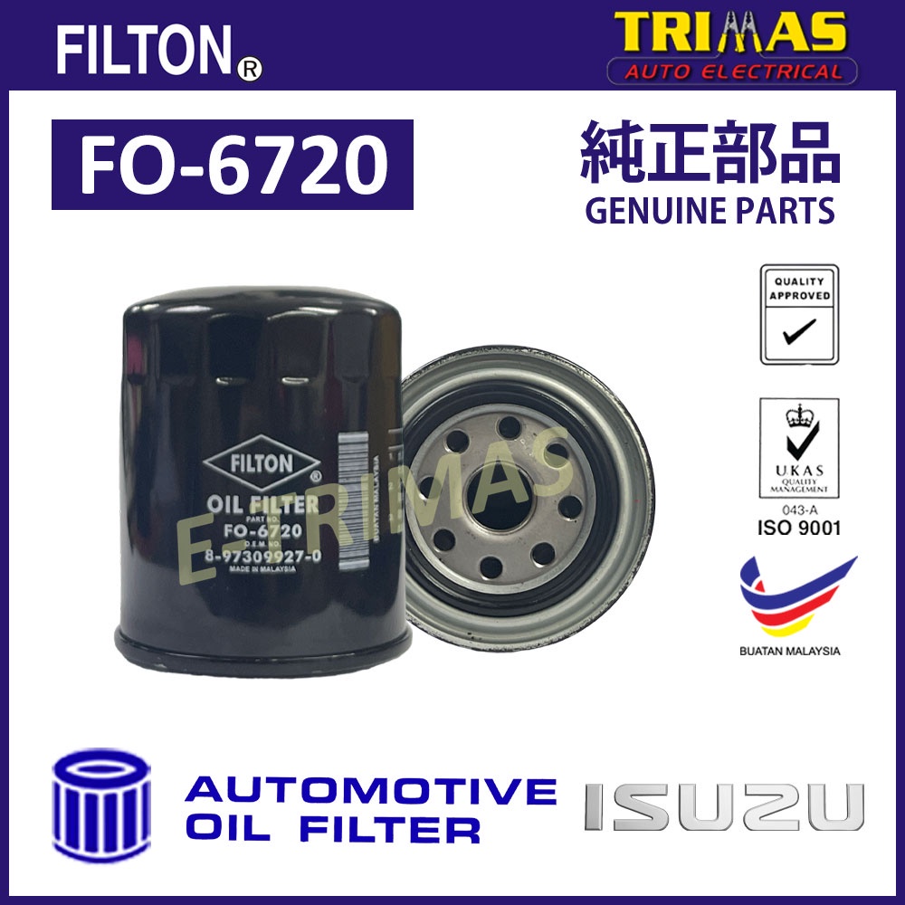 FILTON Oil Filter Isuzu D-Max DMax 4JH1 Old Model Penapis Minyak Hitam ...