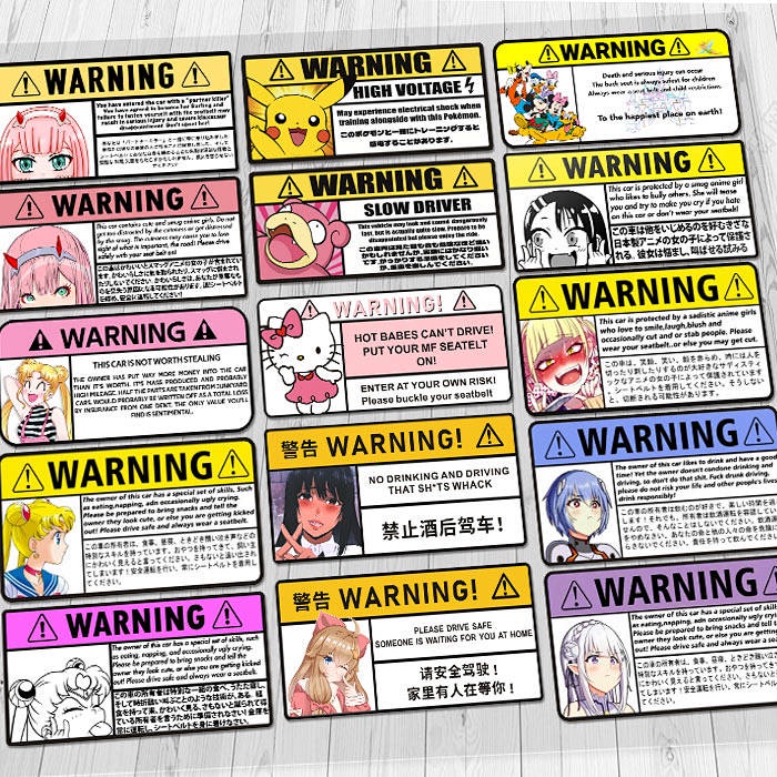 Secondary Anime Pikachu Pretty Girl Warning Reflective Bumper Stickers ...