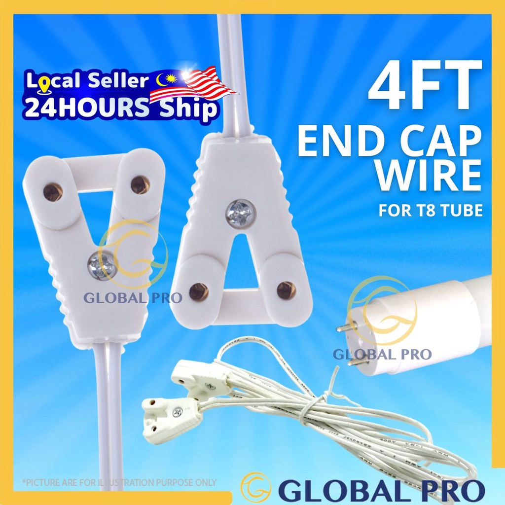 4FT End Cap Wire For T8 LED Tube Wayar Lampu LED T8 Panjang Siling ...