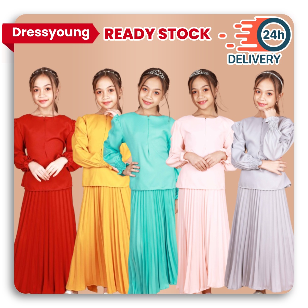 DRESSYOUNG READY STOCK Rashya Kids Girl Baju Kurung Modern Malay Dress ...