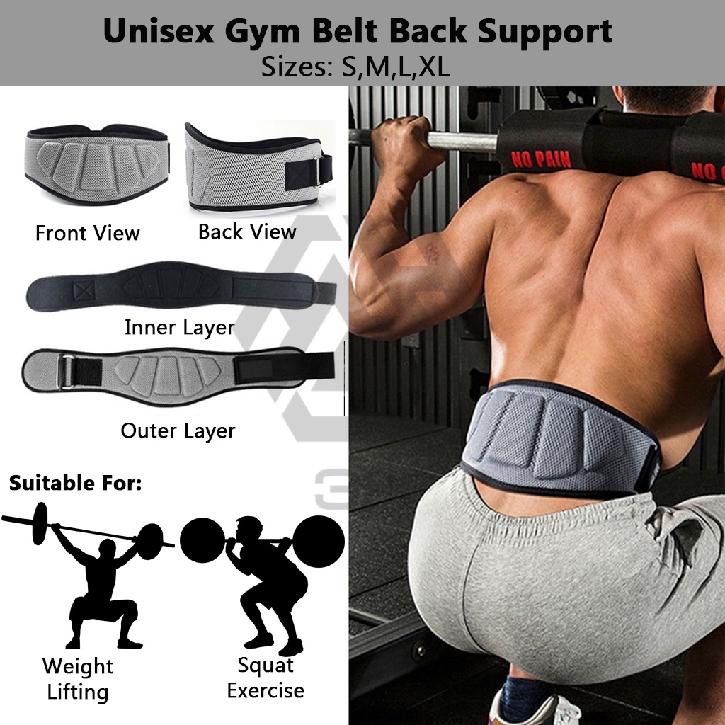 3H Tali Pinggang Gym Nylon | Gym Belt Back Support Untuk Sukan, Angkat ...