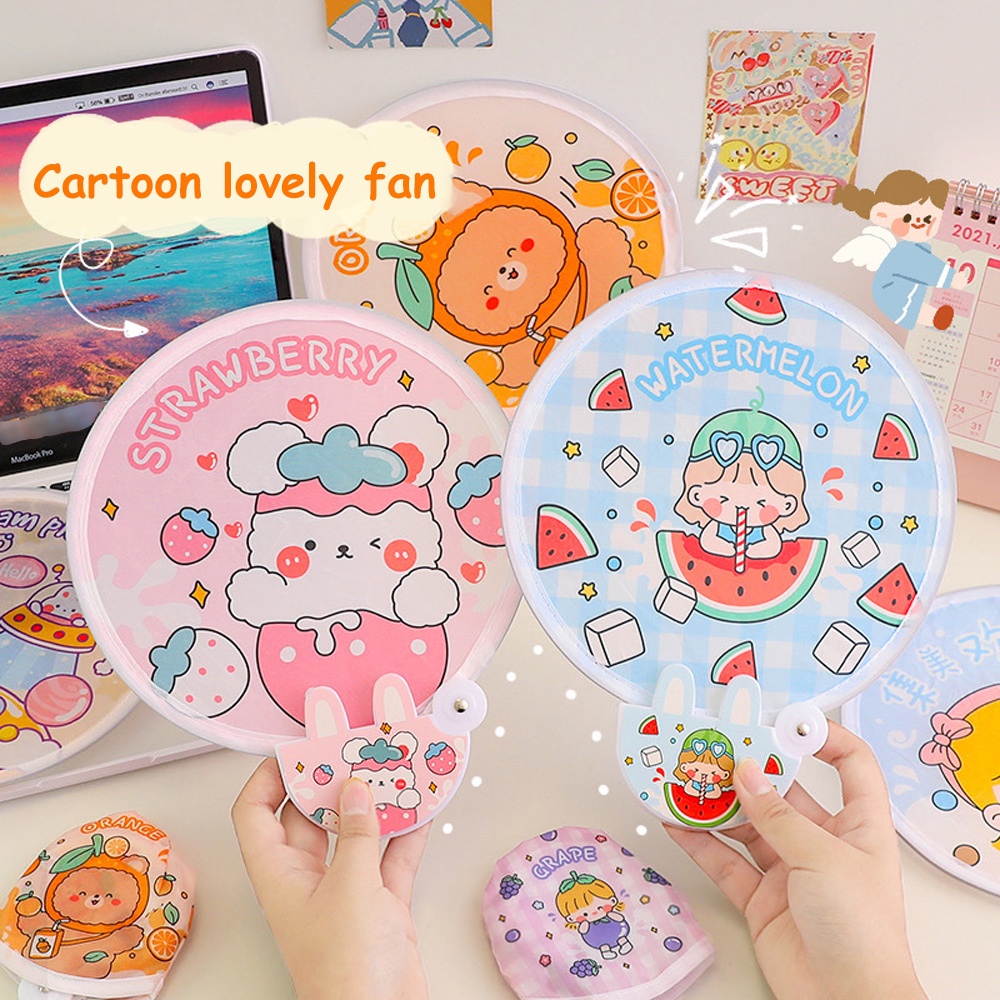 Half Round Handle Rabbit Ear Folding Small Group Fan / Cartoon Cute ...