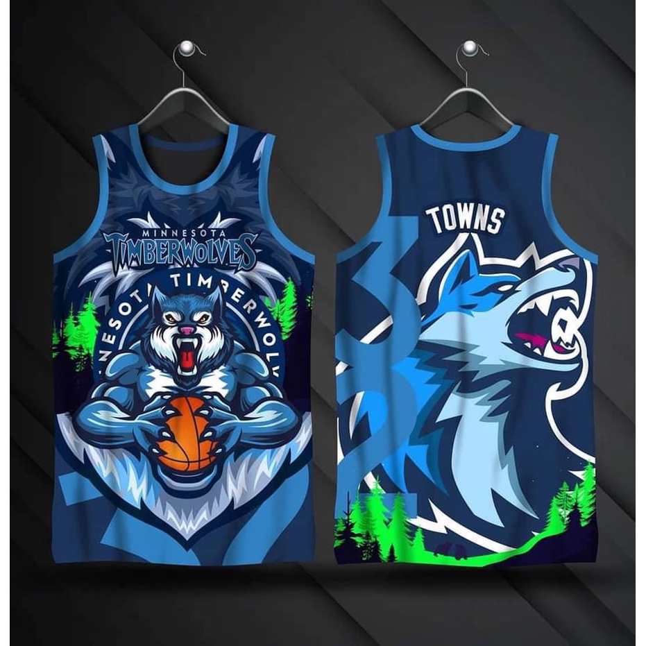 Fully sublimated nylon spandex basketball shirt Wolves 01 Carl Anthony ...