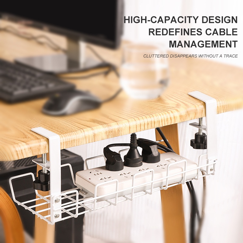 READY!! Under Desk Cable Management Tray Clamp Hidden Cable Rack ...