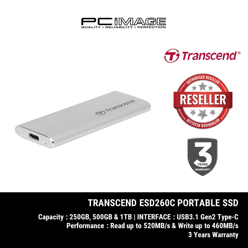 TRANSCEND ESD260C NVME TYPE-C USB 3.1 GEN 2 PORTABLE SOLIT STATE DRIVE ...