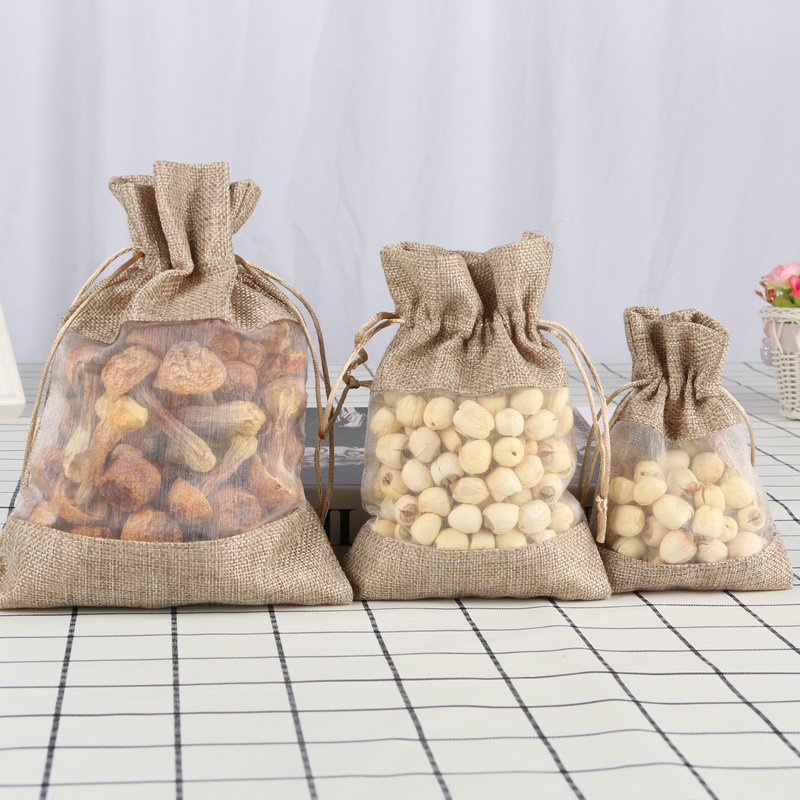 5pcs/lot Organza Jute Bags Burlap Drawstring Bag Wedding Party Favors ...