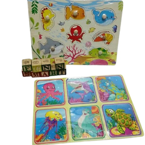 FUNandSMART Wooden Ocean Animals Jigsaw Puzzle and/or Peg Puzzle ...