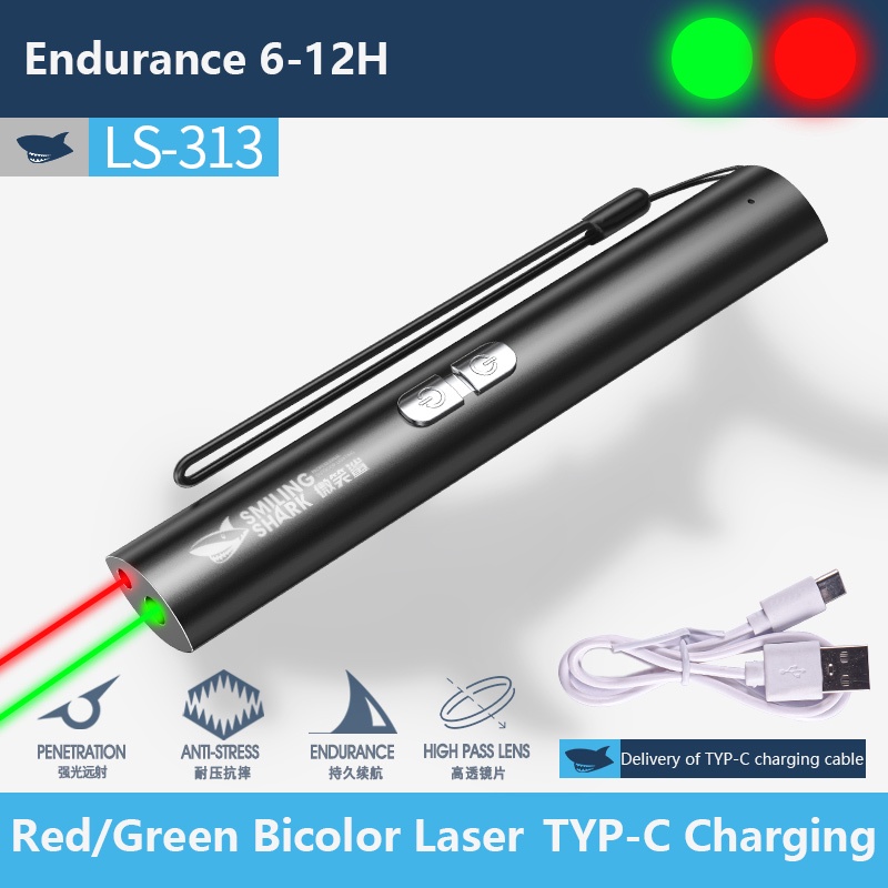 SMILING SHARK Laser Pointer 2in1 Green Red Light Long Shot 1000 Powerful Laser Pointer with Pen ...