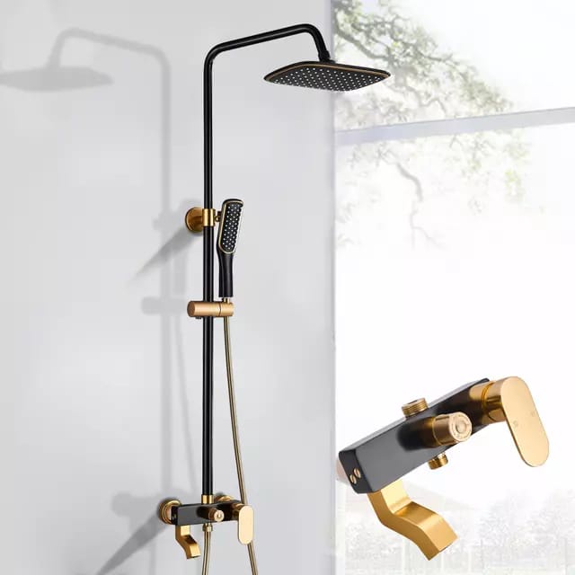 HITAM Shower Pole Column Bathtub Mixer Hot Cold black gold - shower ...