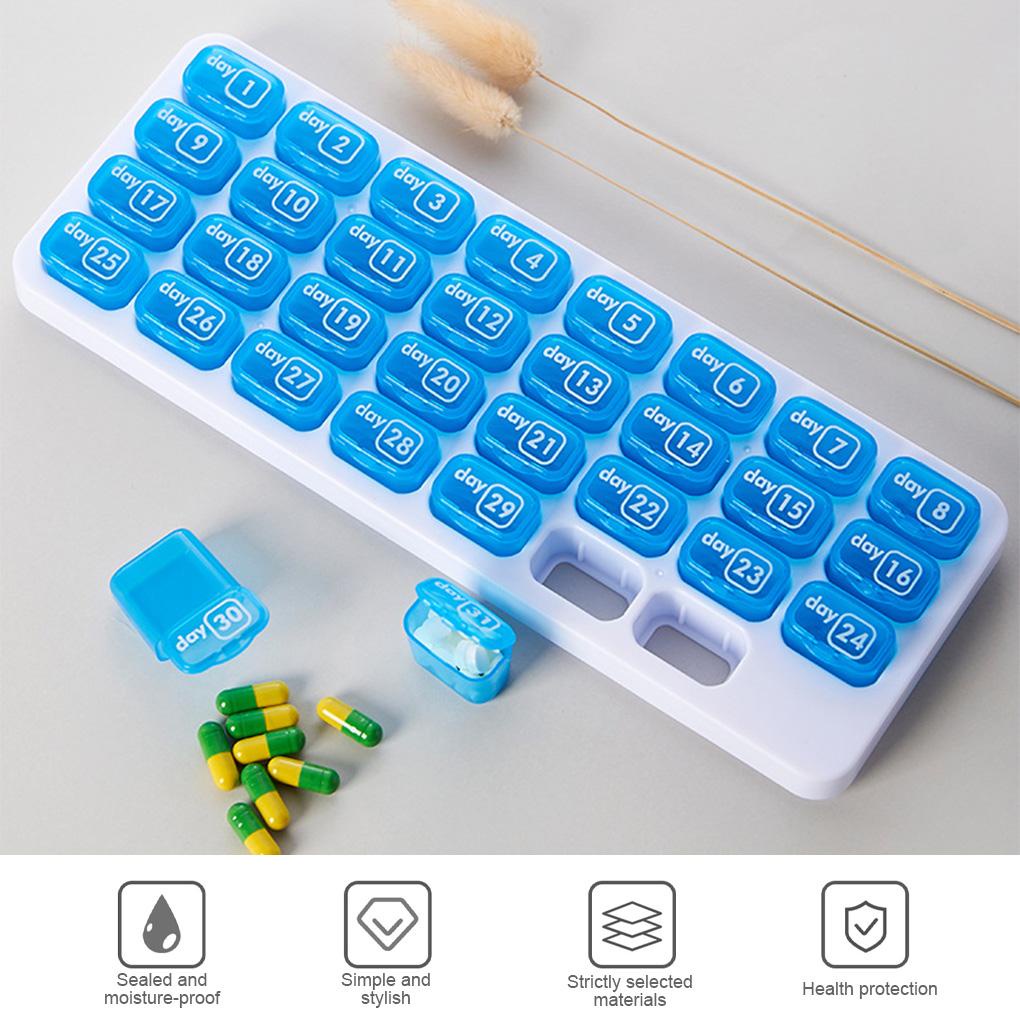 【Hclm】 Pill Storage Box 31 Day Tablets Container Refillable Monthly ...