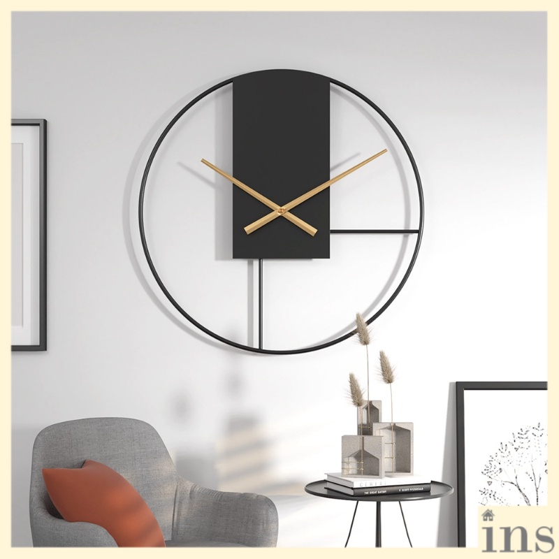 Nordic Ins Minimalist Elegant Gold Black Metal Silent Wall Clock ...