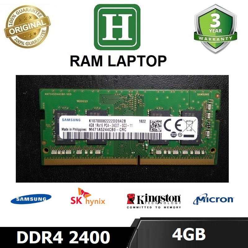 Laptop Ram DDR4 2GB, 4GB Bus 2400, genuine disassembled | Shopee Malaysia