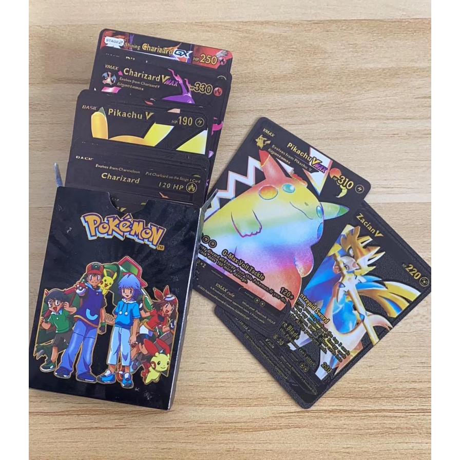 55pcs Pokemon Gold-Ranbow Card Box Golden Letters Charizard Card ...