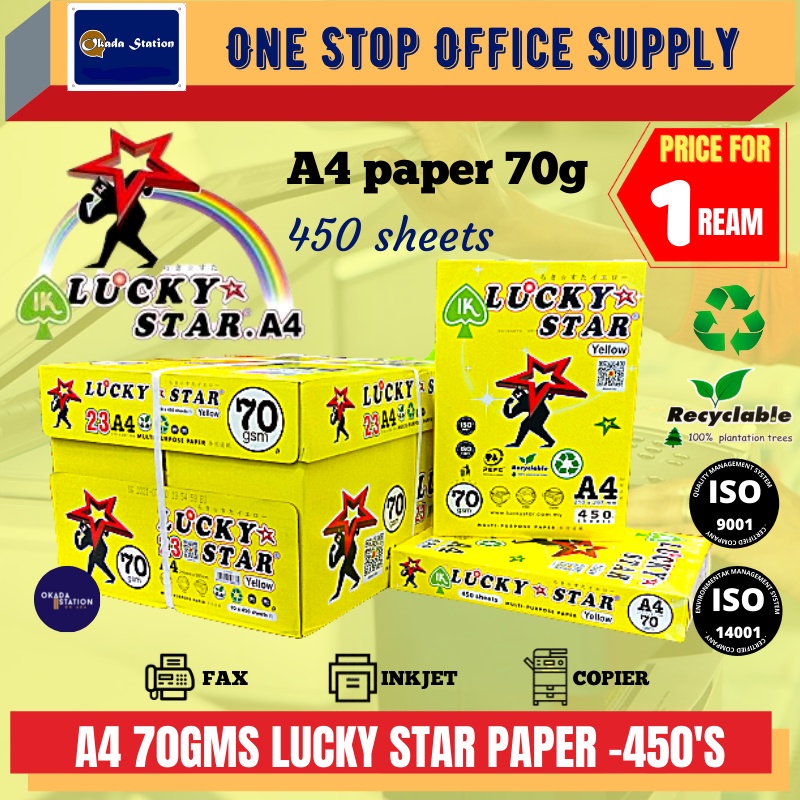 A4 70GMS LUCKY STAR PHOTOSTAT PAPER -450'S / Kertas A4 / Printing Paper ...