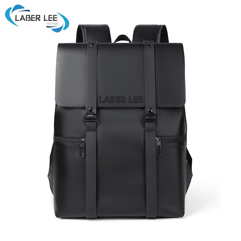 LABER LEE Men Computer Backpack PU Leather Wear-resistant Business ...
