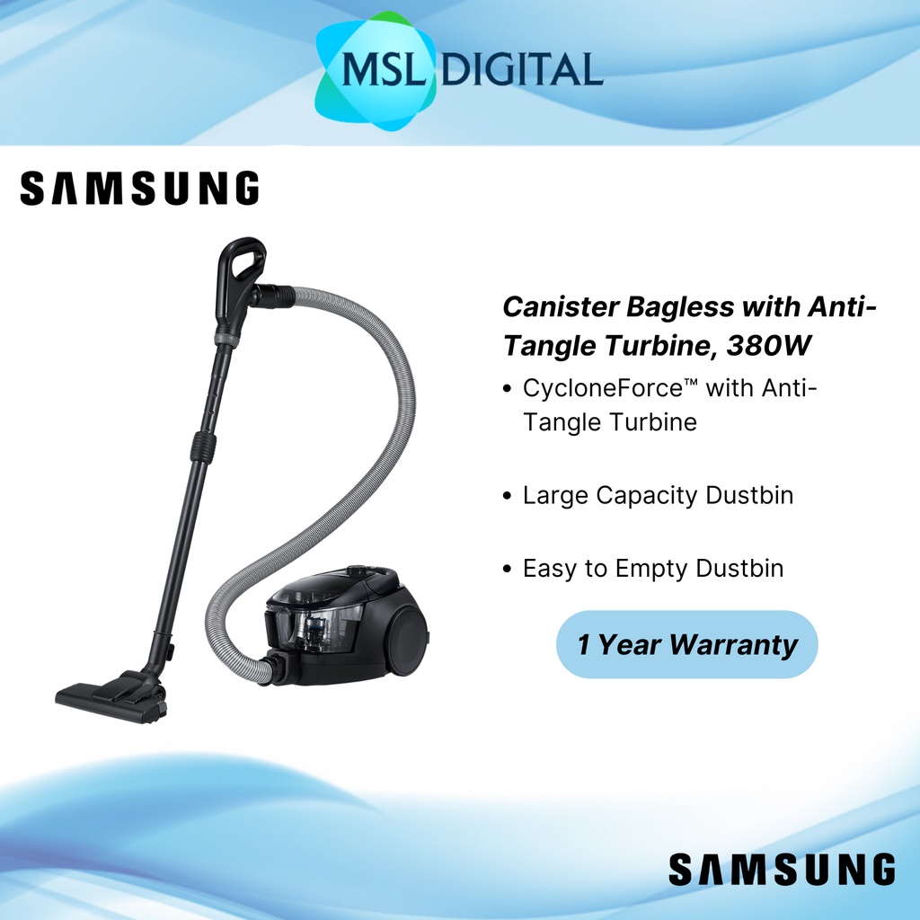 Samsung Canister Bagless with Anti-Tangle Turbine | Max Consumption Power 1800W | Colour Dark ...