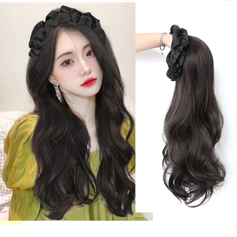Women Wigs Black Headband Wig Detachable U-shaped Net Half Headgear Wig ...