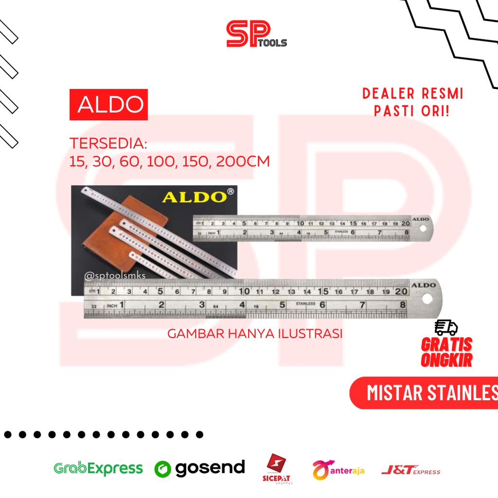 Mistar / STAINLESS IRON RULER 1 METER / 1.5 METER / 2 METER ALDO ...