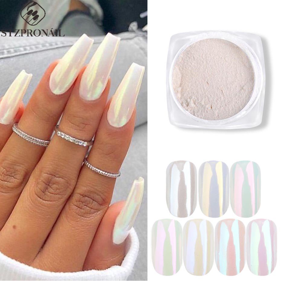 Shimmer Aurora Glitter Powder Nail Art Mirror Pearl Shell Chrome ...