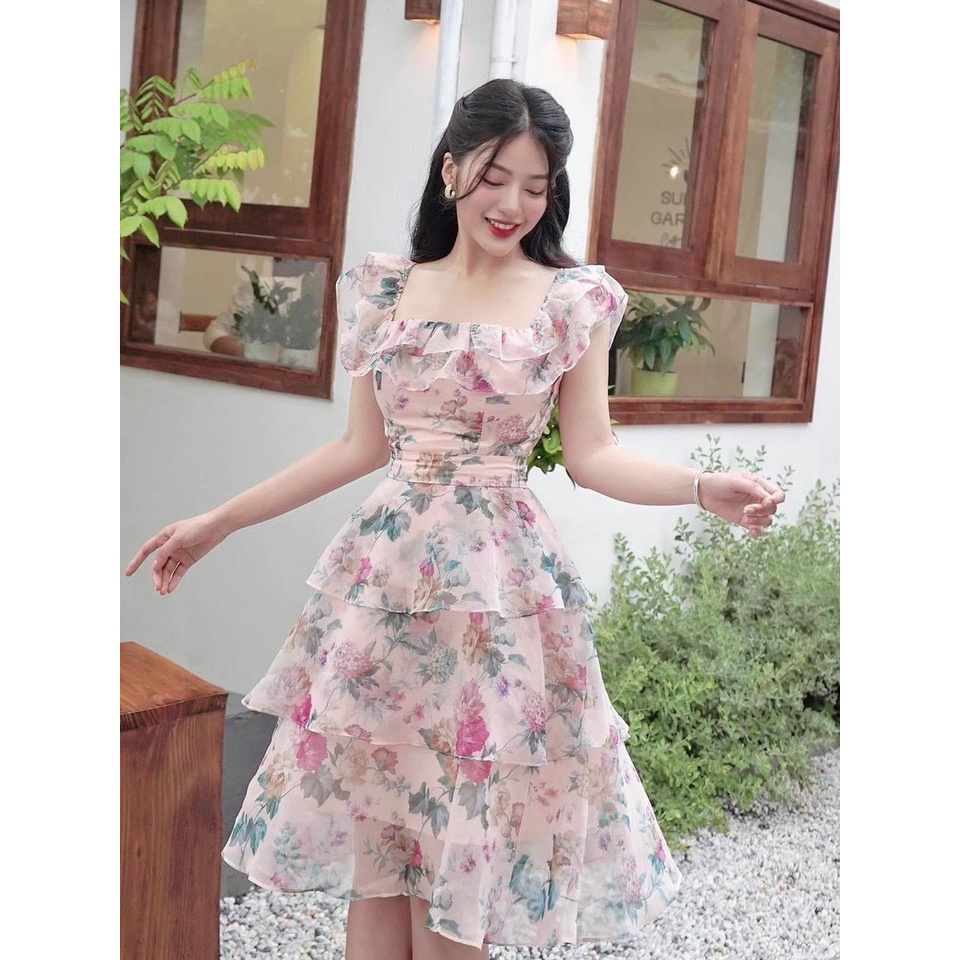 2-layer DRESS 2-layer square neck layered chiffon dress | Shopee Malaysia