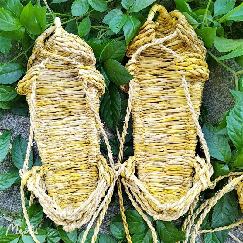 Hand Knitting Straw Shoes Natural Materials Summer Outside Wear ...