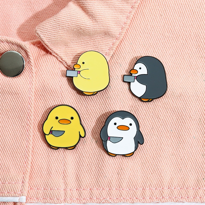 Funny Cartoon Cute Yellow Duck Metal Enamel Pin Brooch Creative Badge ...