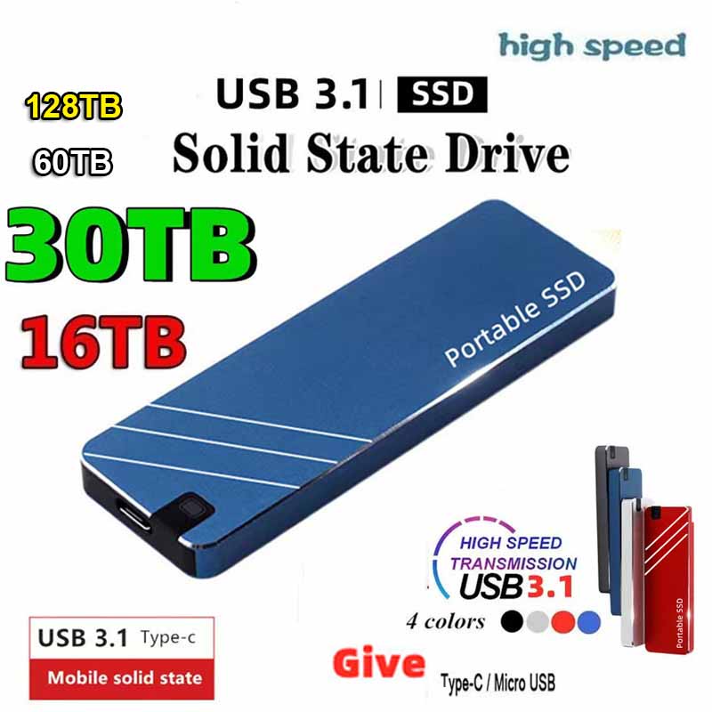 Portable SSD Hard Drive Type-C/USB3.1 External Mobile Solid State Drive ...