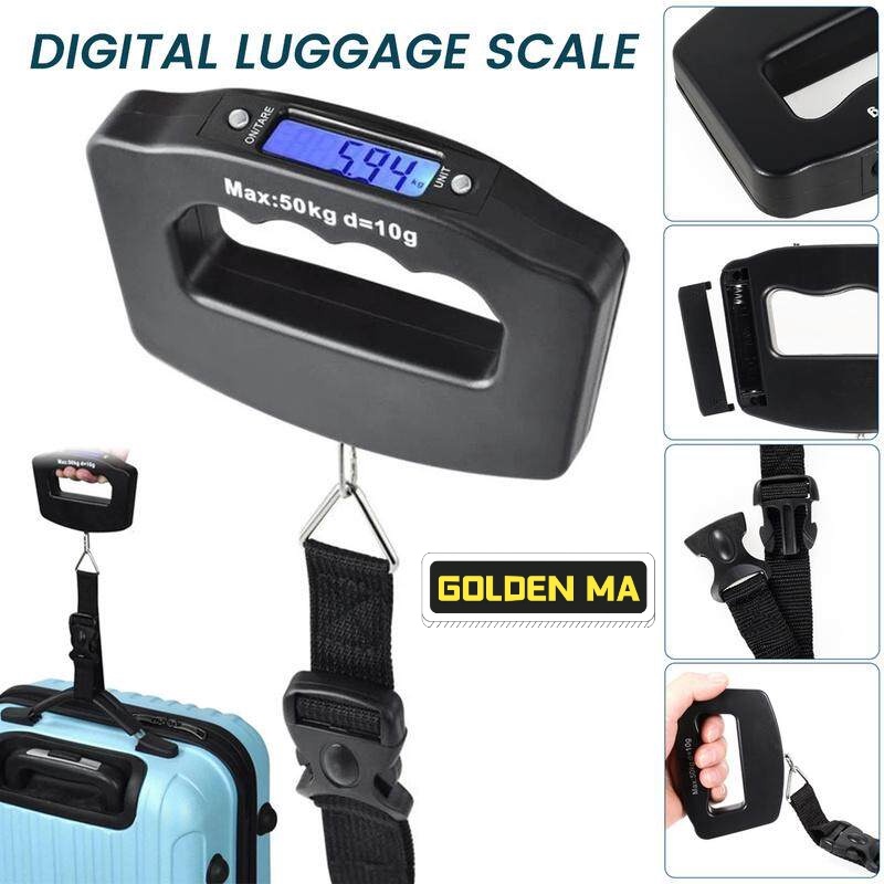 FREE BATTERY Luggage Scale Pocket 50kg/10g LCD Digital Fishing Hanging ...