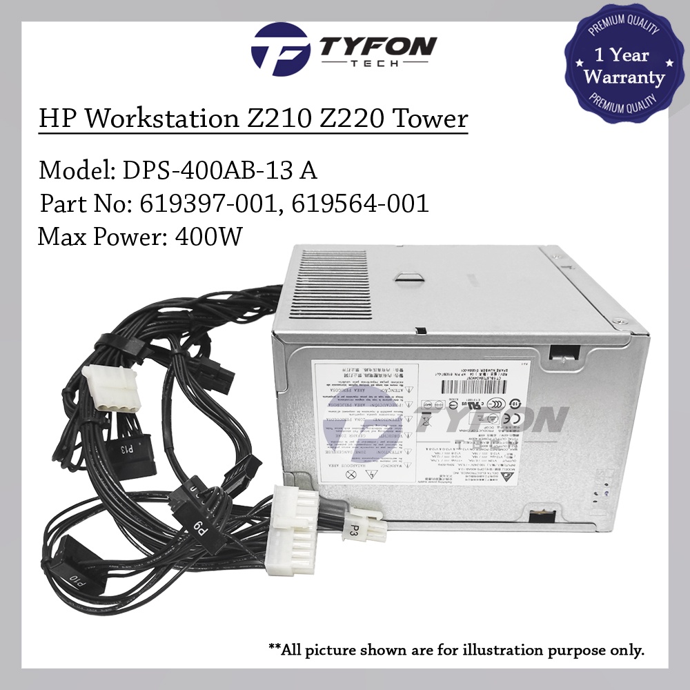 HP Workstation Z210 Z220 Tower Power Supply PSU 400W DPS-400AB-13 A ...