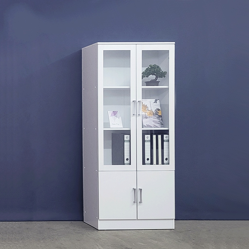 PHILIP White Display Cabinet Display Rack File Cabinet Glass Kitchen ...