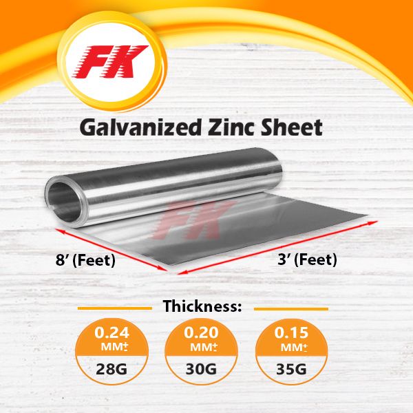 3FT x 8FT Galvanized Iron Metal Zinc Plain Sheet Coil / #35/#30/#28 ...