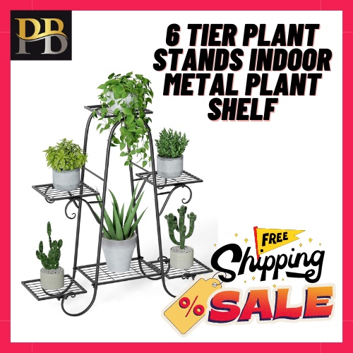 6 Tier Plant Stands Indoor Metal Plant Shelf Stand Outdoor Multilayer ...