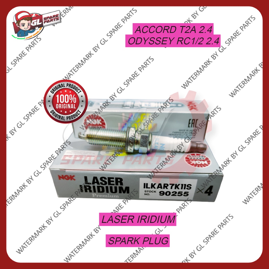 HONDA ACCORD T2A 2.4 ODYSSEY RC1 RC2 2.4 (100% ORIGINAL) NGK LASER IRIDIUM SPARK PLUG ILKAR7K ...