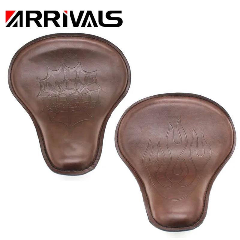 Brown Black Motorcycle PU Leather Cover Cowl Pad Solo Passenger Seat ...