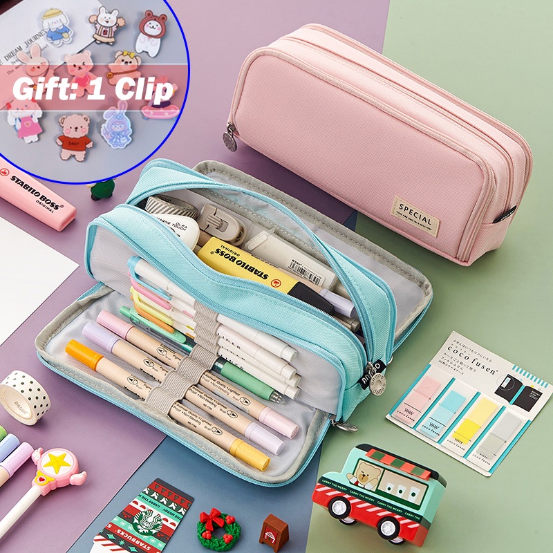 Kawaii Large Capacity Pencil Case Double Side Opening Pen Bag Student ...