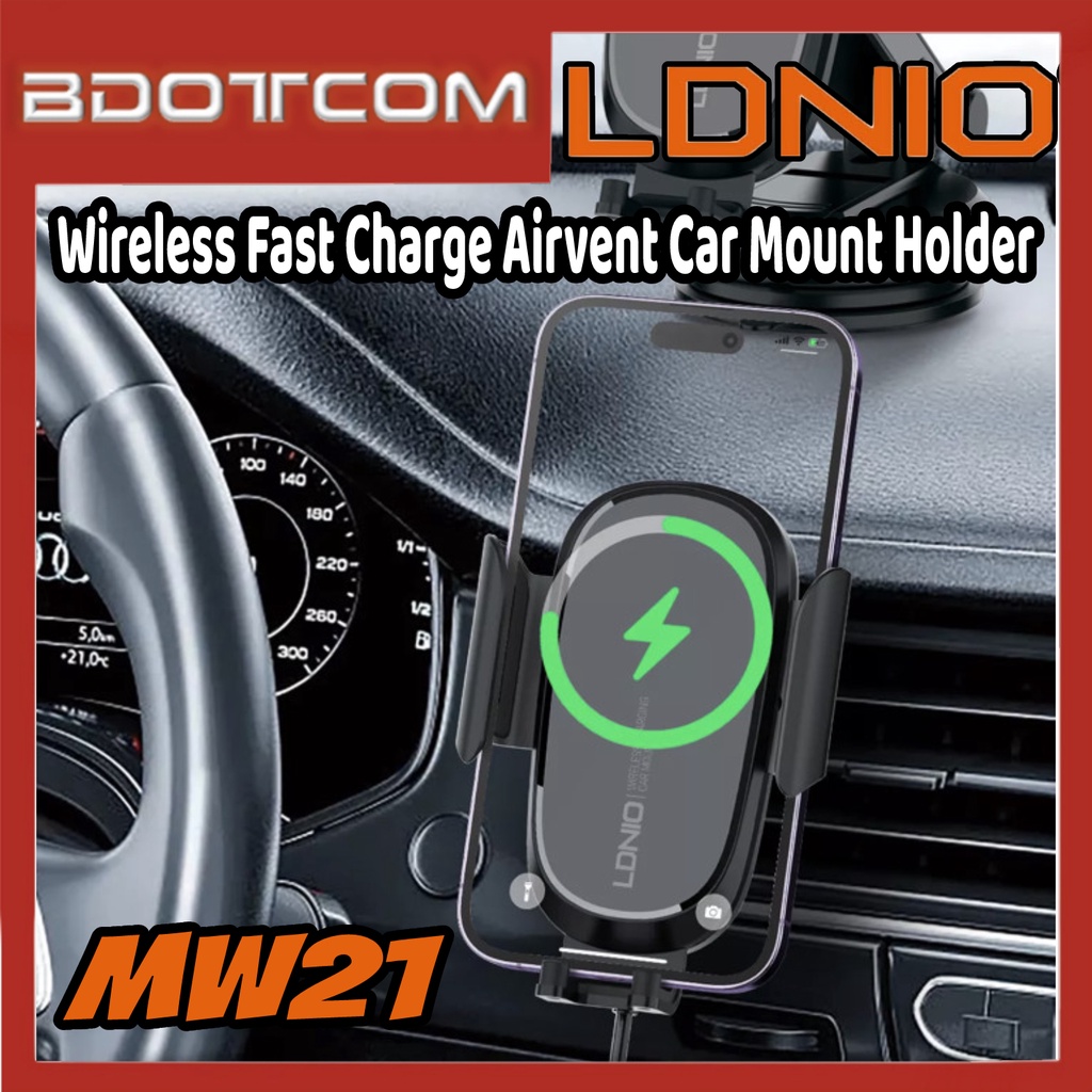 LDNIO MW21 15W Wireless Fast Charge Air-Vent Car Mount Phone Holder | Shopee Malaysia