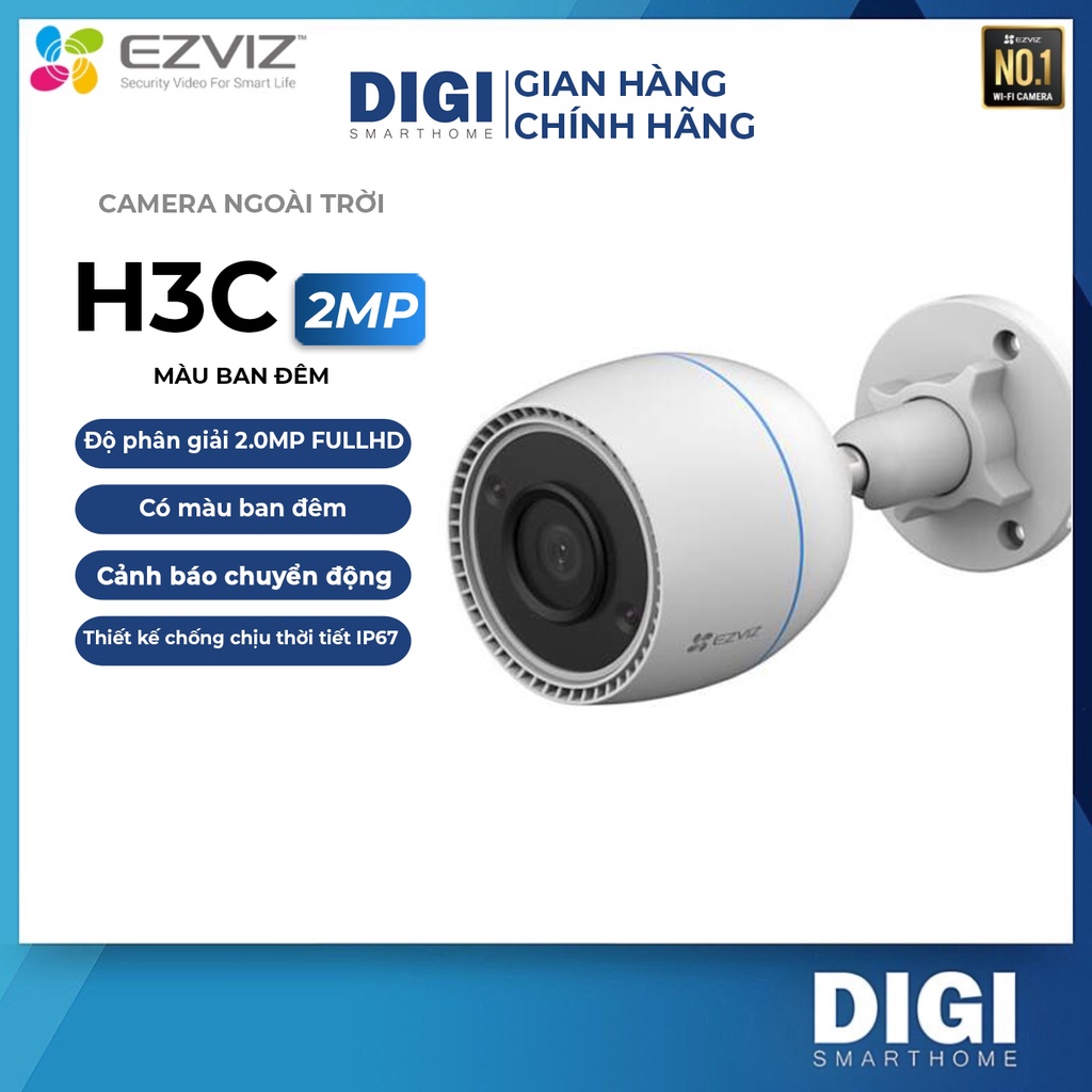 Ezviz H3C 2MP IP/Wifi Camera, Full HD 1080P - Night Color - IP67 ...