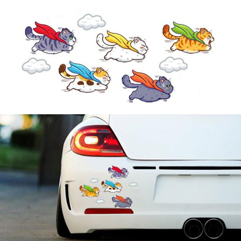 Cartoon Car Styling Sticker / Cute Flying Cat Decals Car Body Windows ...